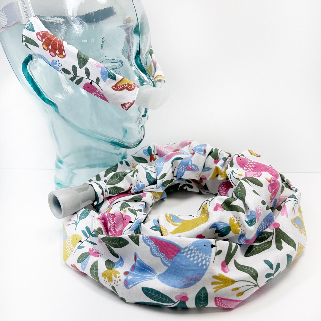 100% Cotton Floral Birds, CPAP Hose and Cheek Strap Cover 3 Pc Set ...