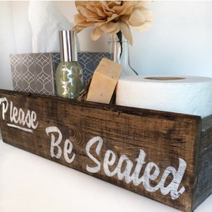Back of Stool Toilet Paper Holder, Tissue Cover, Rustic Bathroom Crate ...