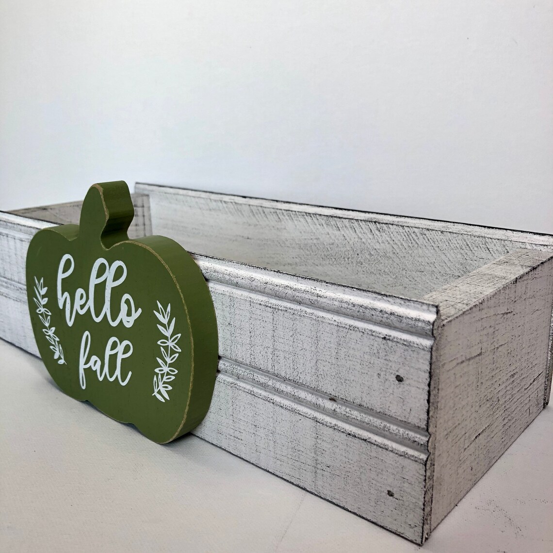 Hello Fall Pumpkin Wood Crate Box Farmhouse Decor Table | Etsy