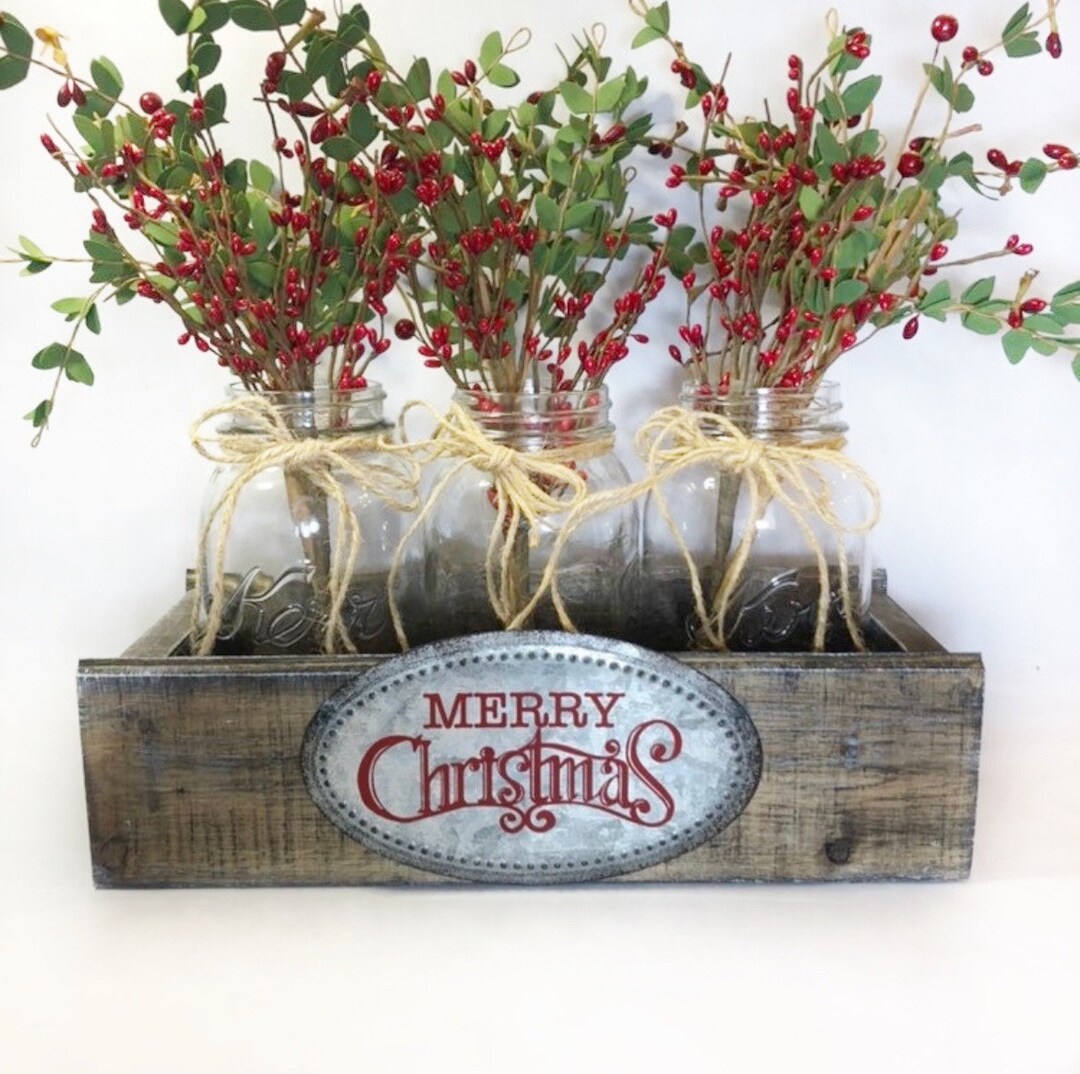Christmas Card Box, Wood Tray Box, Merry Christmas Crate, Mail Holder ...