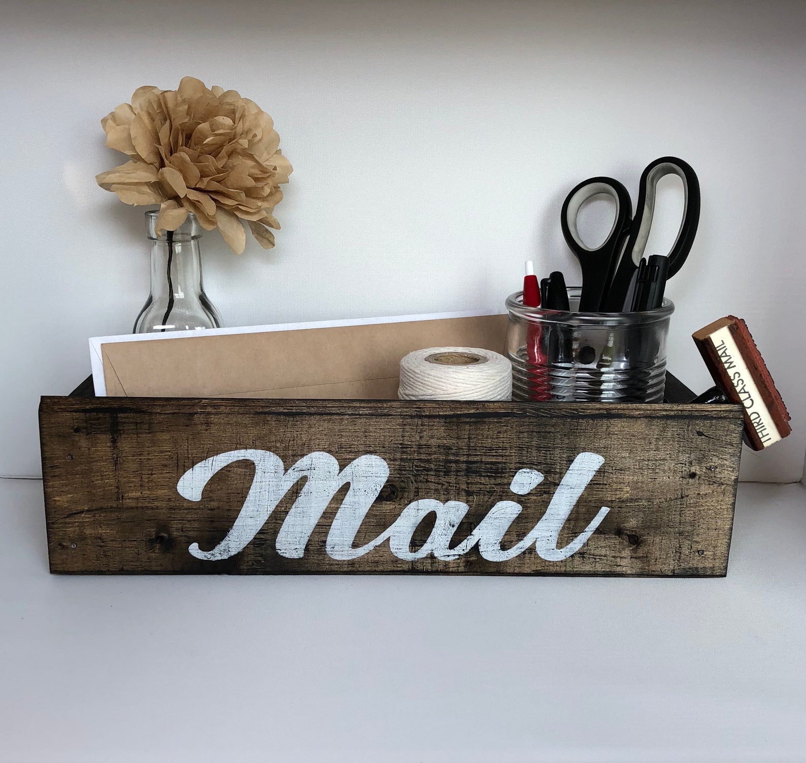 Mail Farmhouse Office Organization Entryway Tray Key - Etsy