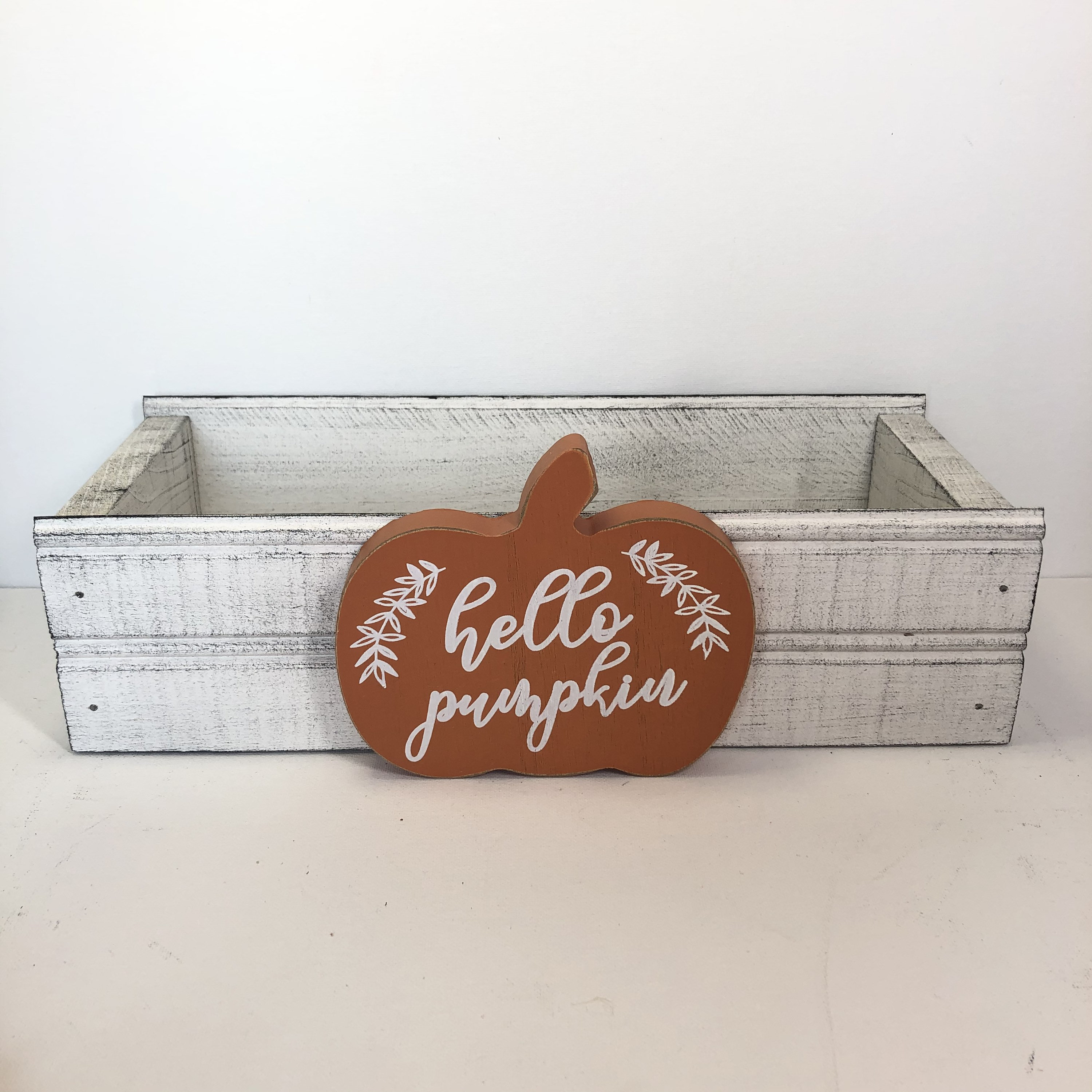 Hello Pumpkin Wood Crate Box, Farmhouse Decor, Table Centerpiece, Mason ...