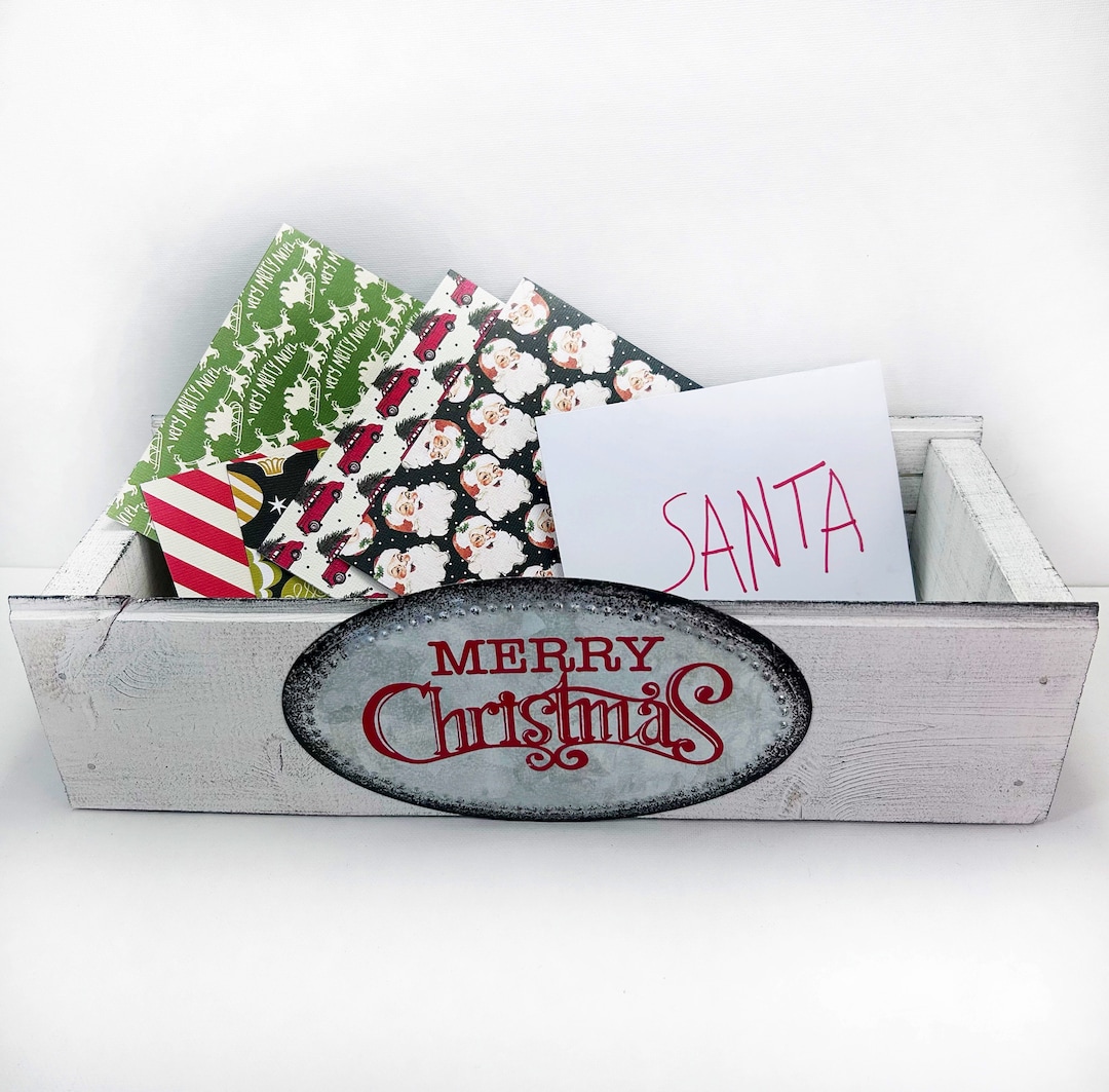 Holiday Gift Wood Box, Vintage Sign Crate, Christmas Card Mail Holder ...