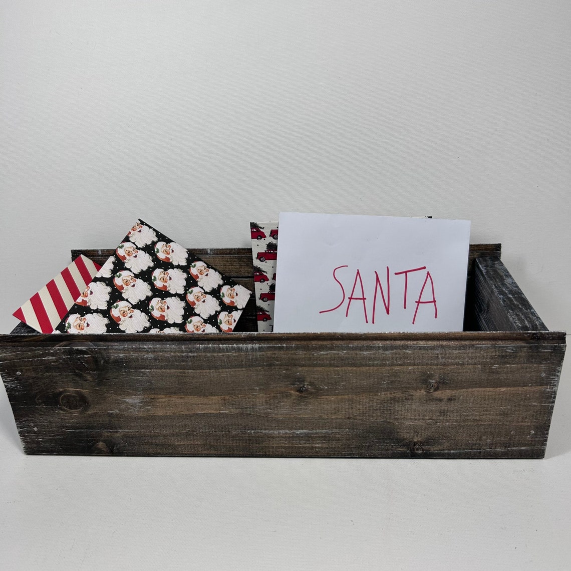Santa Letter Mailbox, Merry Mail Crate, Christmas Card Holder, Rustic ...