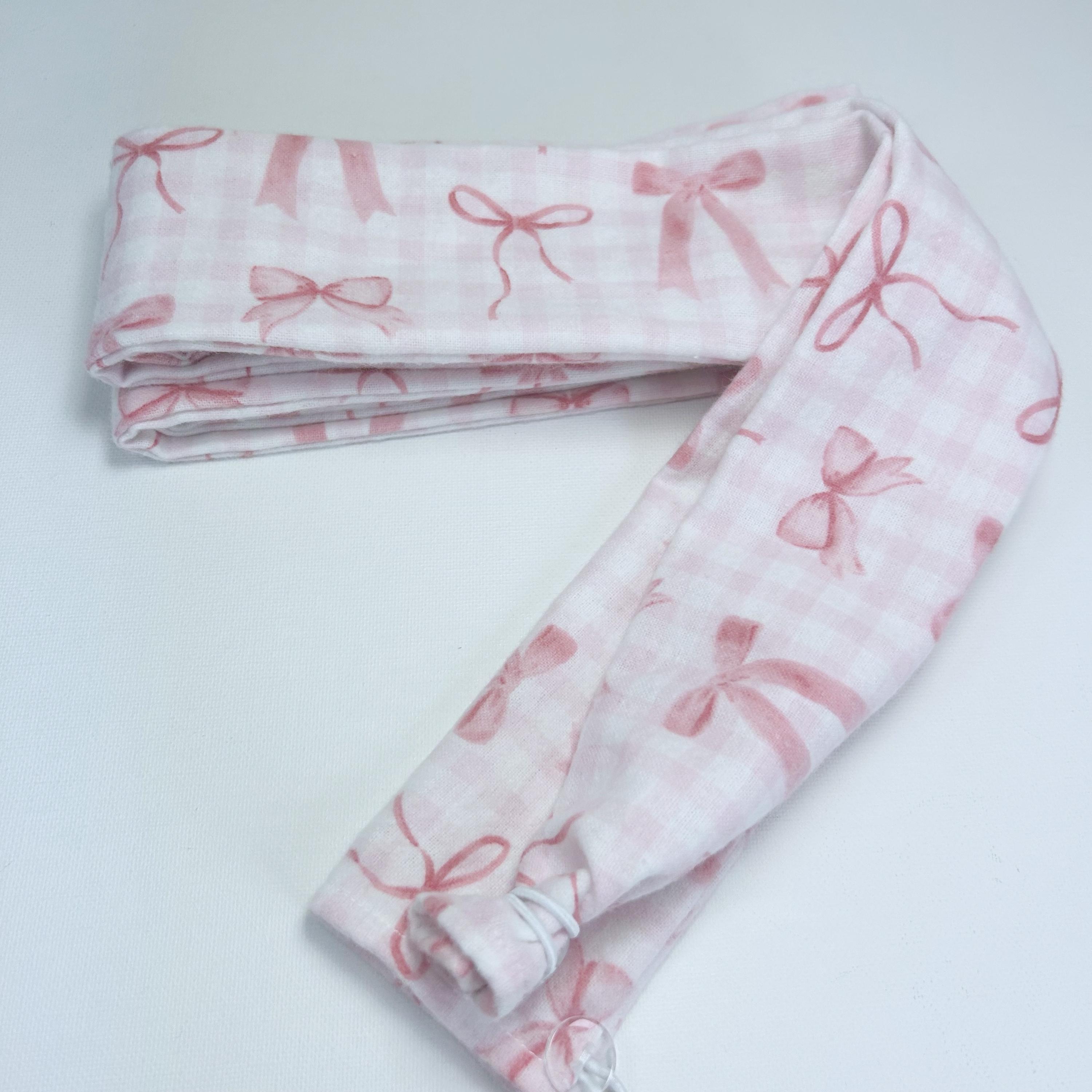 Pink Bow Gingham- CPAP Hose and Cheek Strap Covers, Insulating Tubing ...