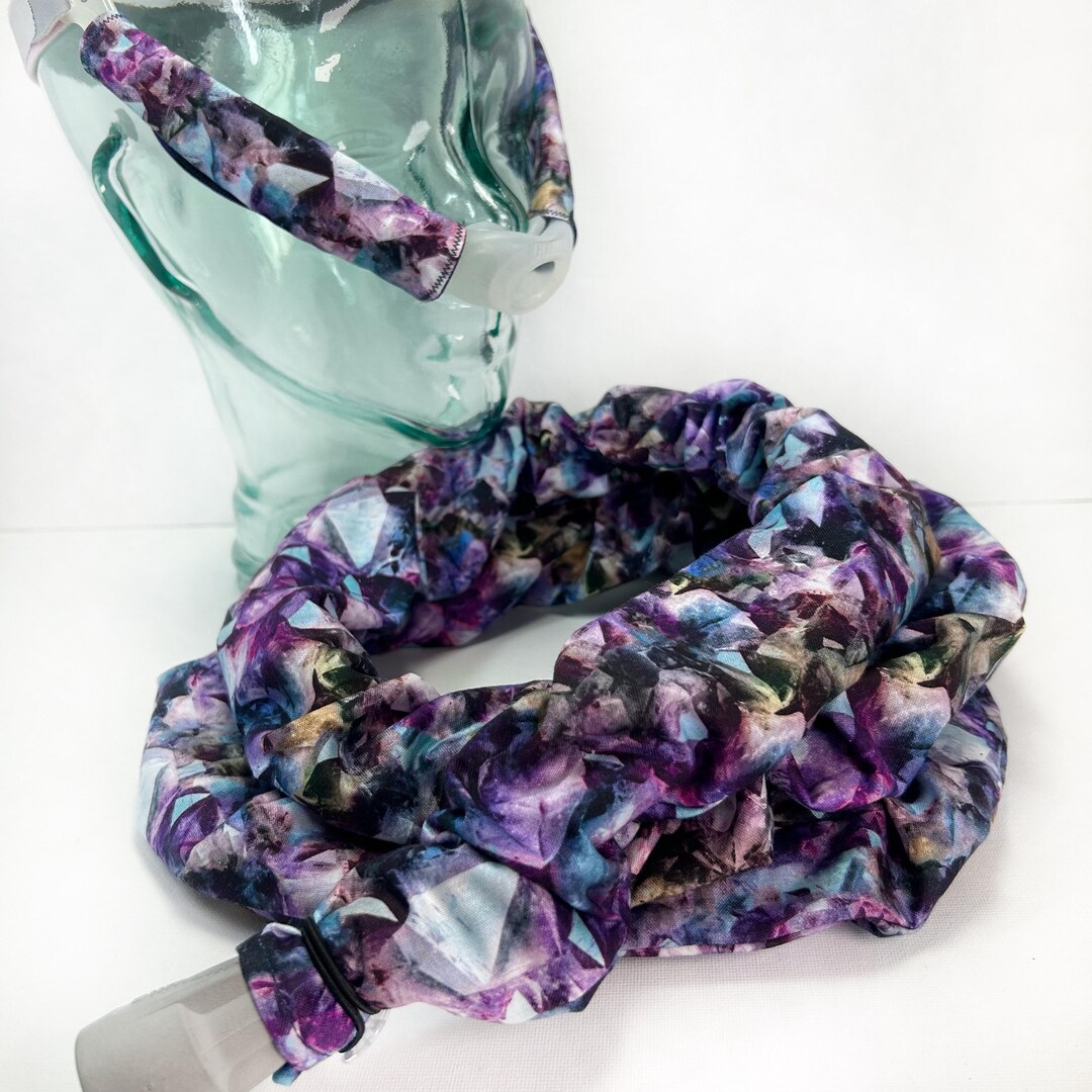 100% Cotton, Purple Gemstones CPAP Hose and Cheek Strap Cover 3 Pc Set ...