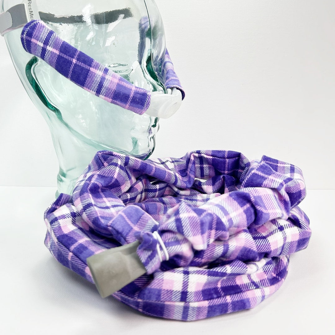 Purple Pink Plaid, Flannel CPAP Tubing and Cheek Strap Covers, 3pc Set ...