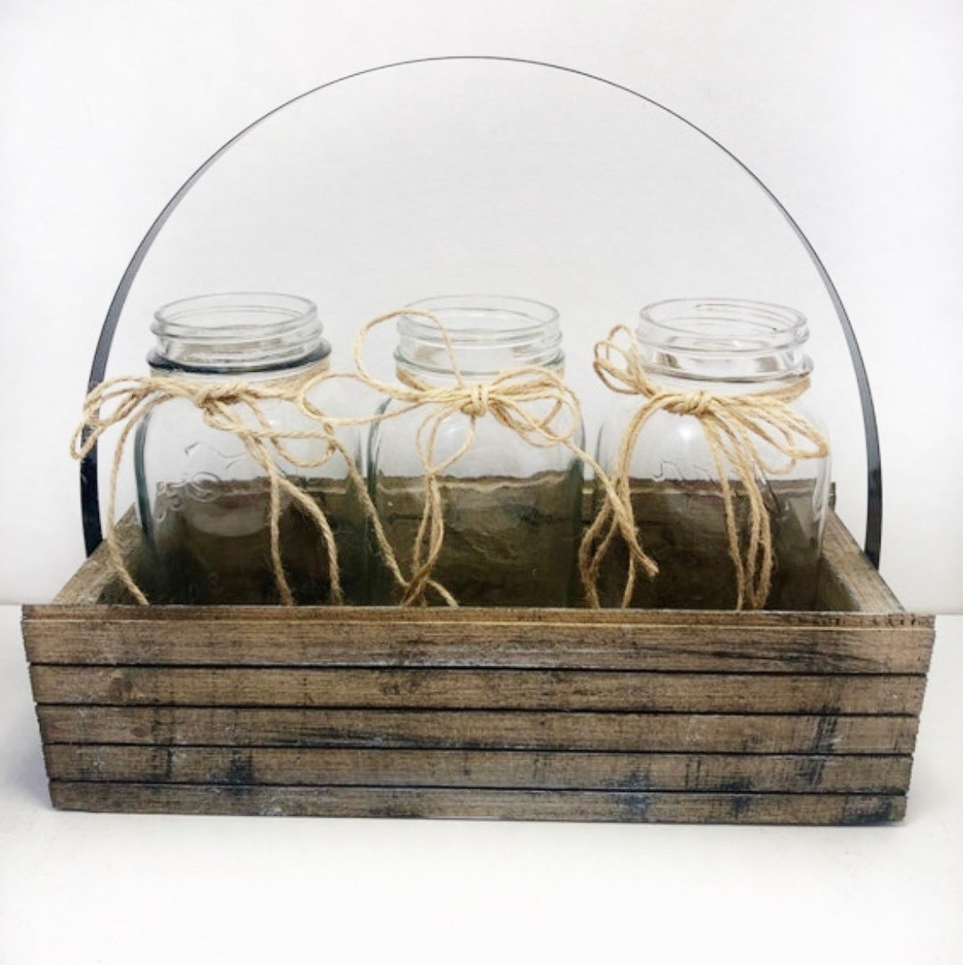 Shiplap, Black Metal Handle, Rustic Crate, Farmhouse Style Wood Tray ...