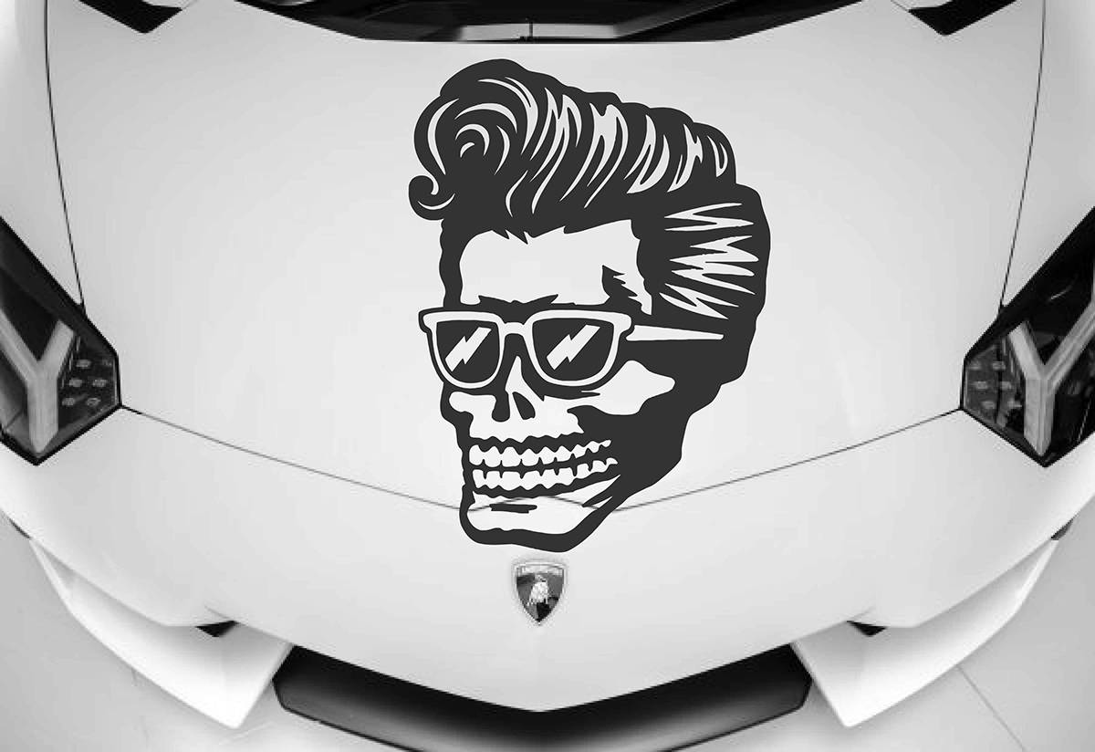 skull car hood decal skull Elvis Presley Car Decals skull Car | Etsy