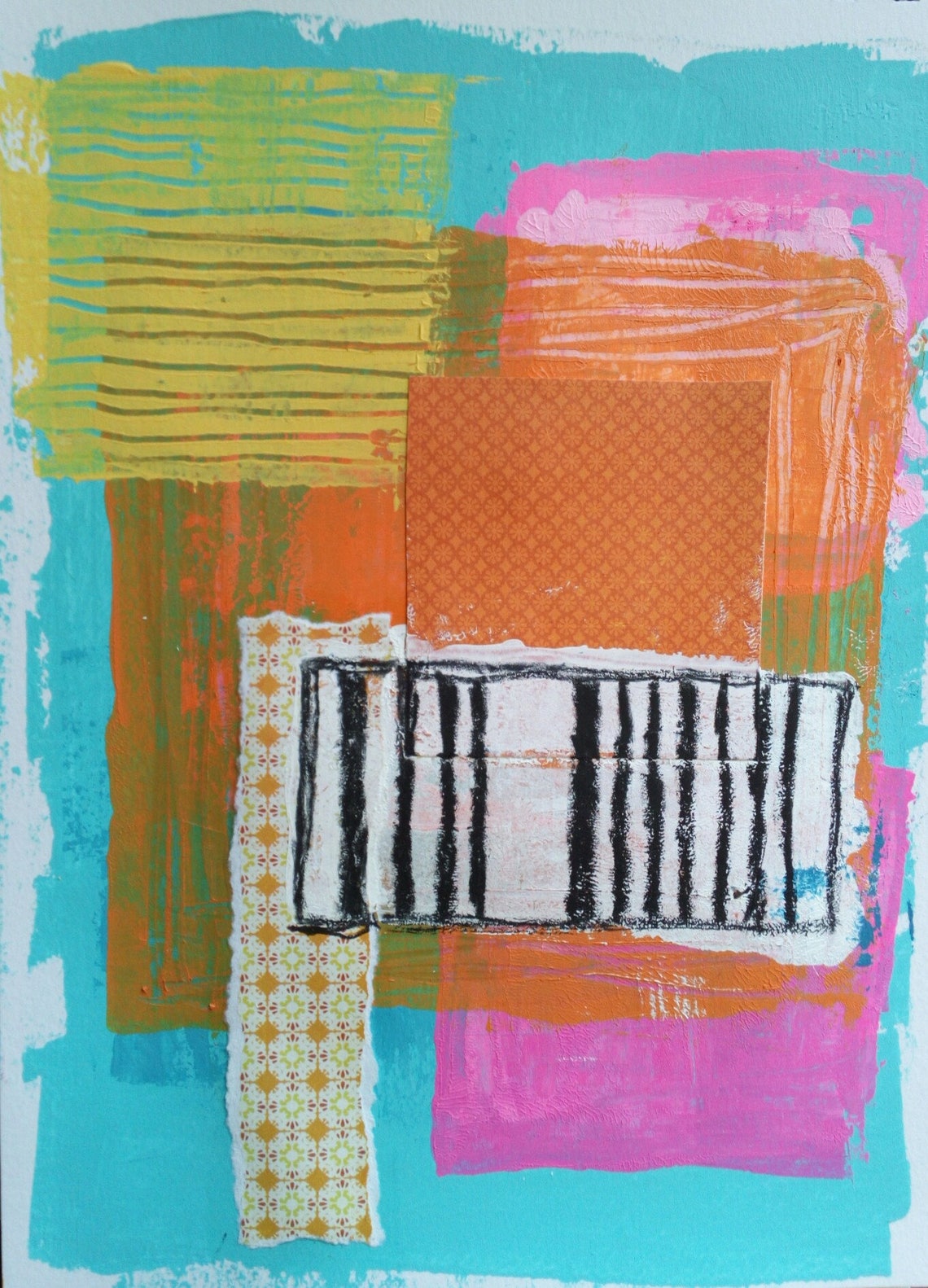 Distraction Original Mixed Media Abstract Contemporary Collage on Paper ...