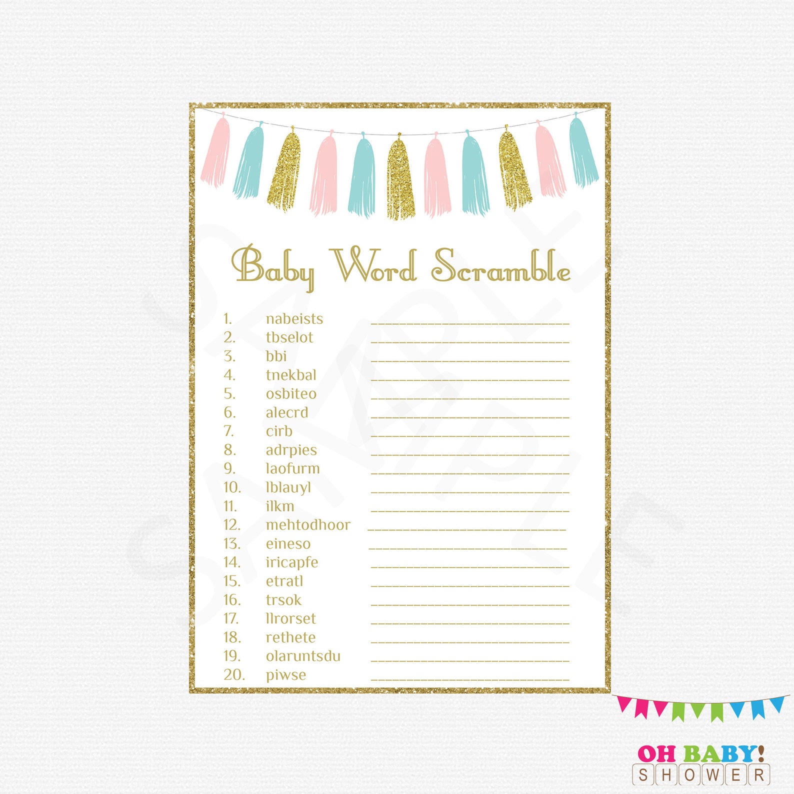 Gender Reveal Baby Shower Baby Word Scramble Game Baby - Etsy France