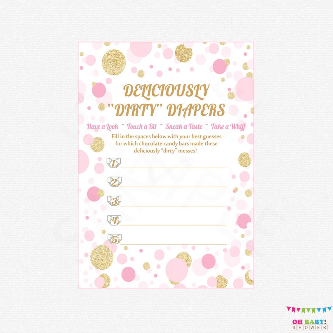 Pink Gold Baby Shower Game Guess the Mess Deliciously - Etsy