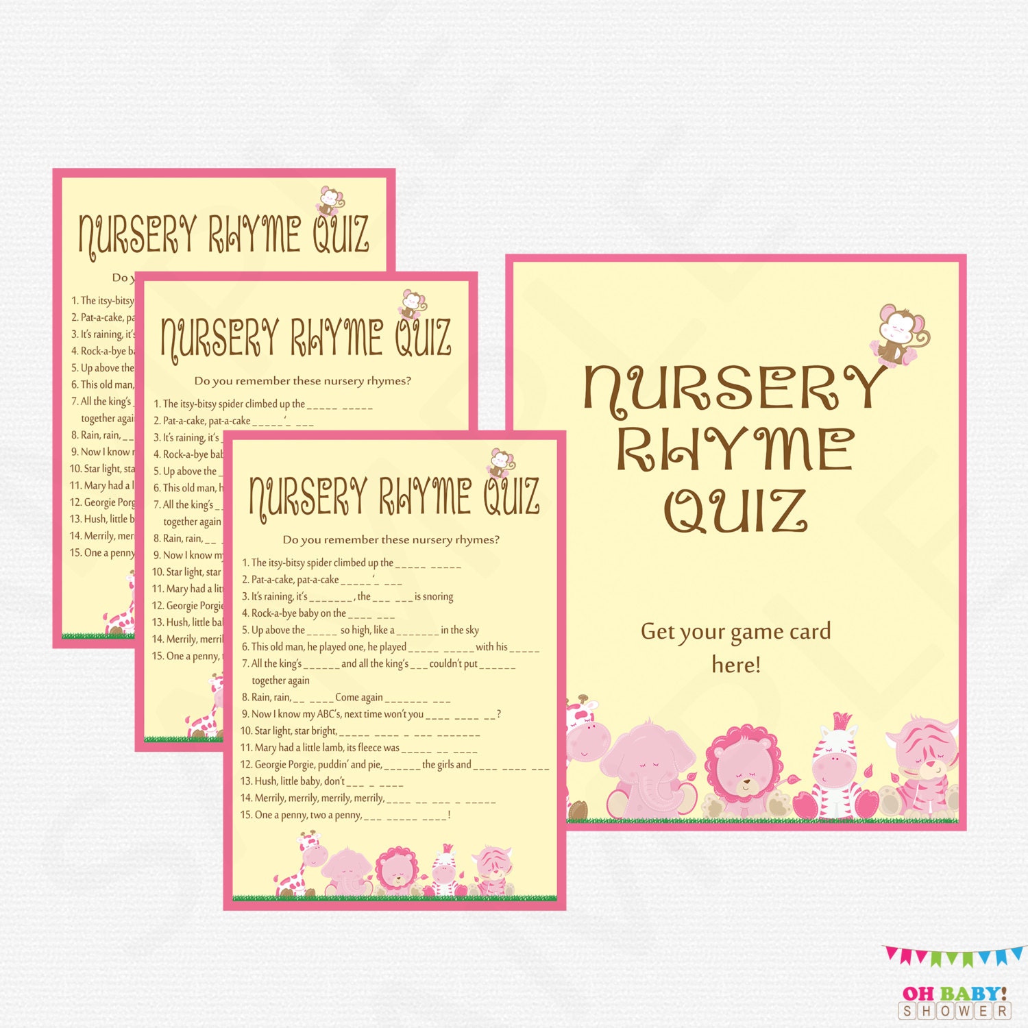 INSTANT DOWNLOAD nursery rhyme quiz baby shower game | Etsy