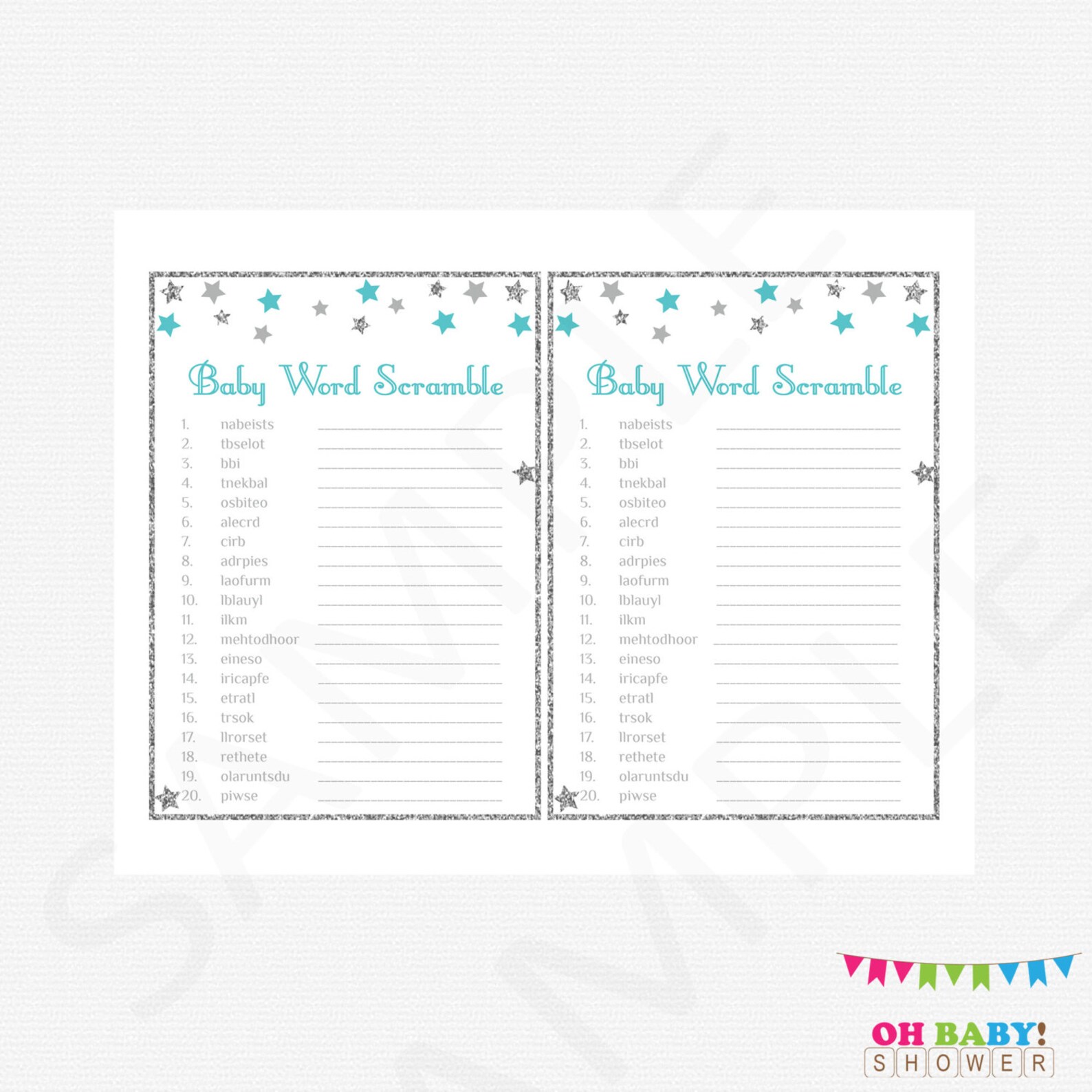 Teal Baby Shower Twinkle Twinkle Little Star Baby Shower Baby - Etsy
