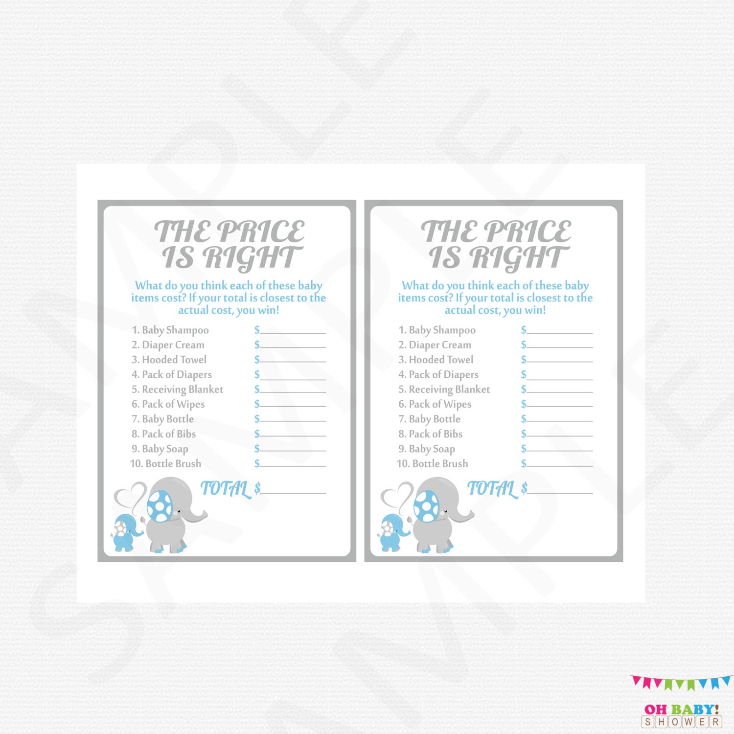 Blue and Gray Elephant Baby Shower Games Printable Baby | Etsy Canada