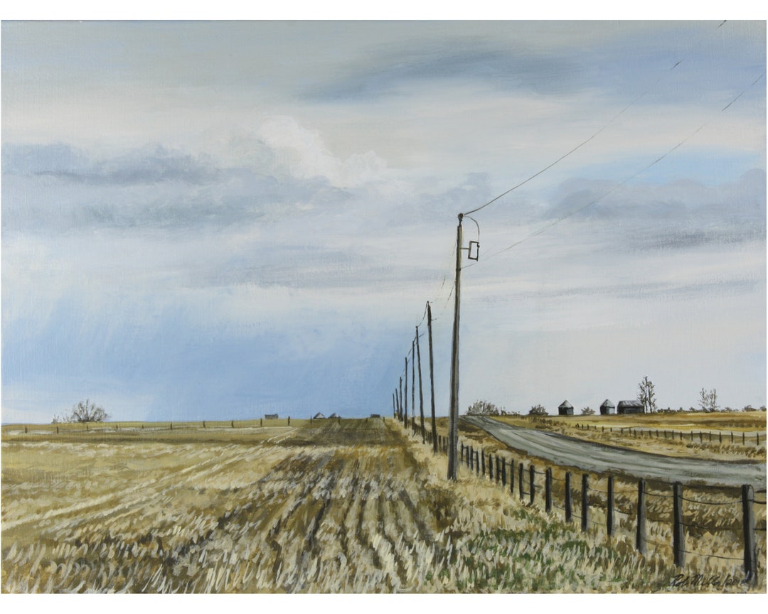 Paisaje de pradera de Alberta, pintura de Rob Miller, pintura rural ...