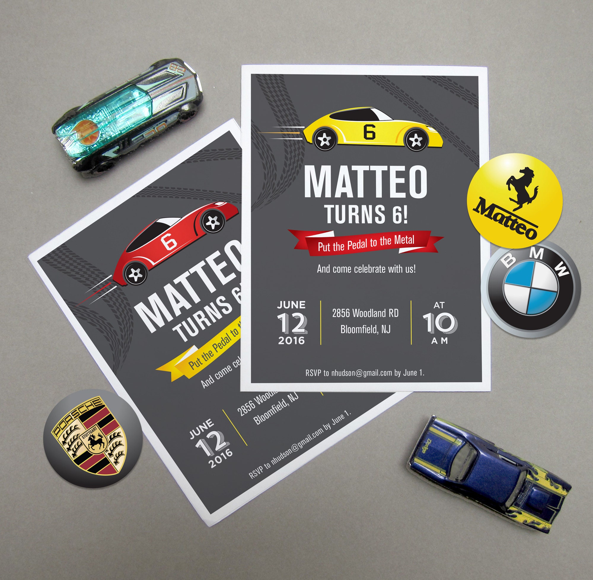 Invitaciones personalizadas para fiesta de autos de carrera para niño ...