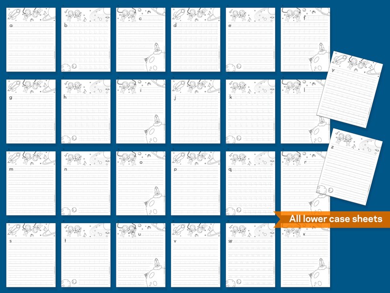 Rocket, Space, Astronaut, Solar System Tracing Alphabet Worksheets ...
