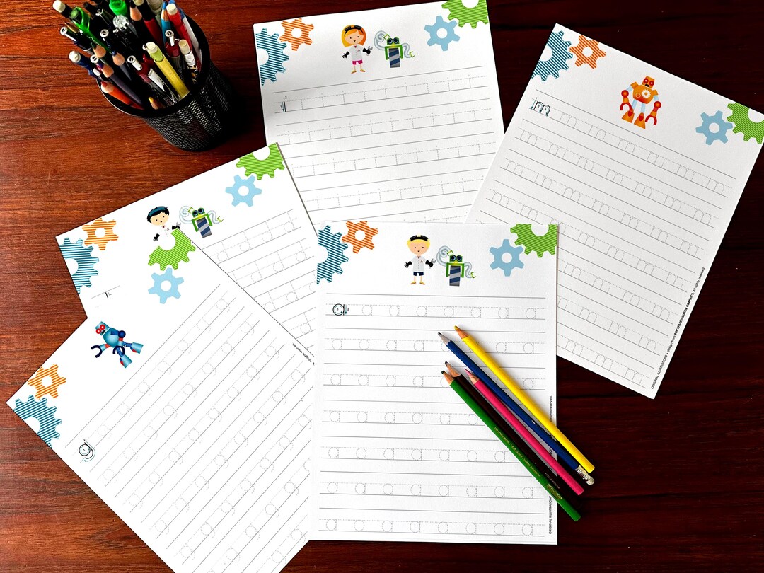 Boys Robot, Science Tracing Alphabet Worksheets. 26 Sheets. Printing ...