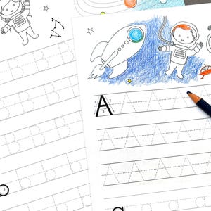 Rocket, Space, Astronaut, Solar System Tracing Alphabet Worksheets ...