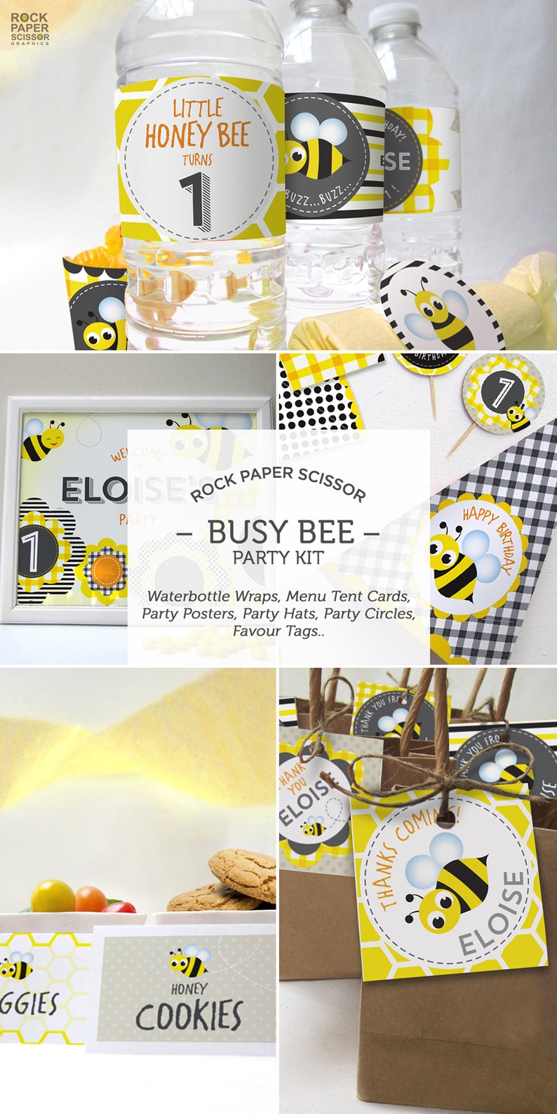 Kid's Birthday Decor, Bumble Bee, Busy Bee, Honey Bee, Maya the Bee ...