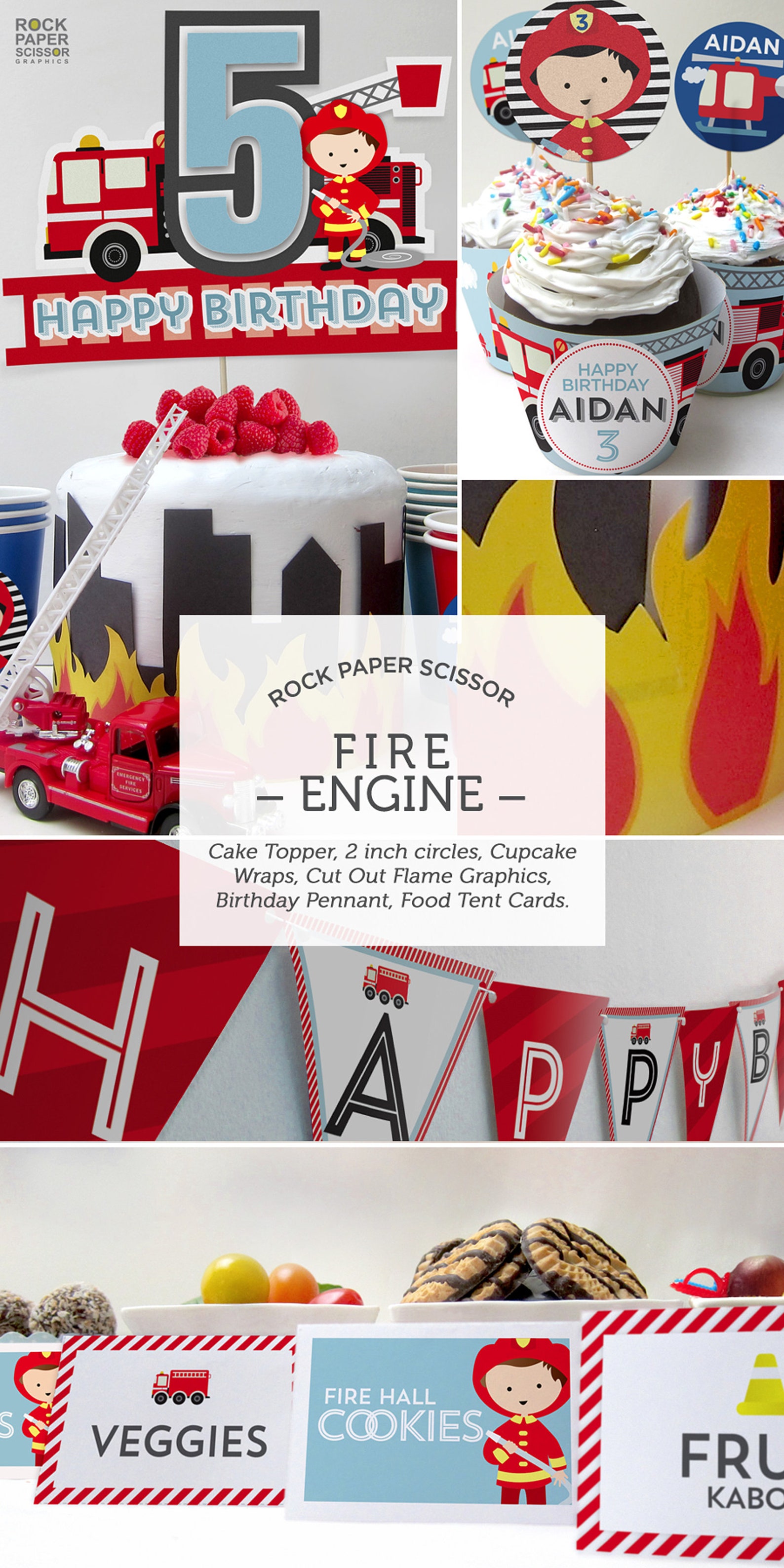 Boys Fire Man, Fire Truck, Fire Engine, Fire Fighter Birthday Party ...