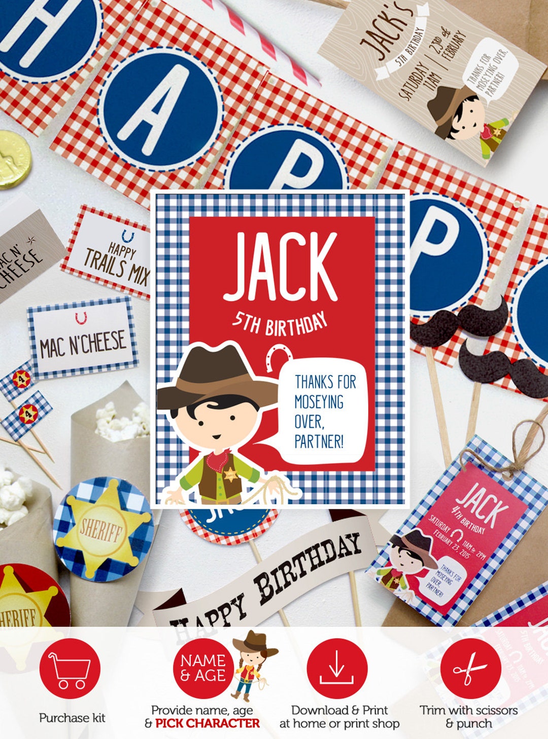 Kids Country, Western or Farm Printable Birthday Party Decor Kit ...