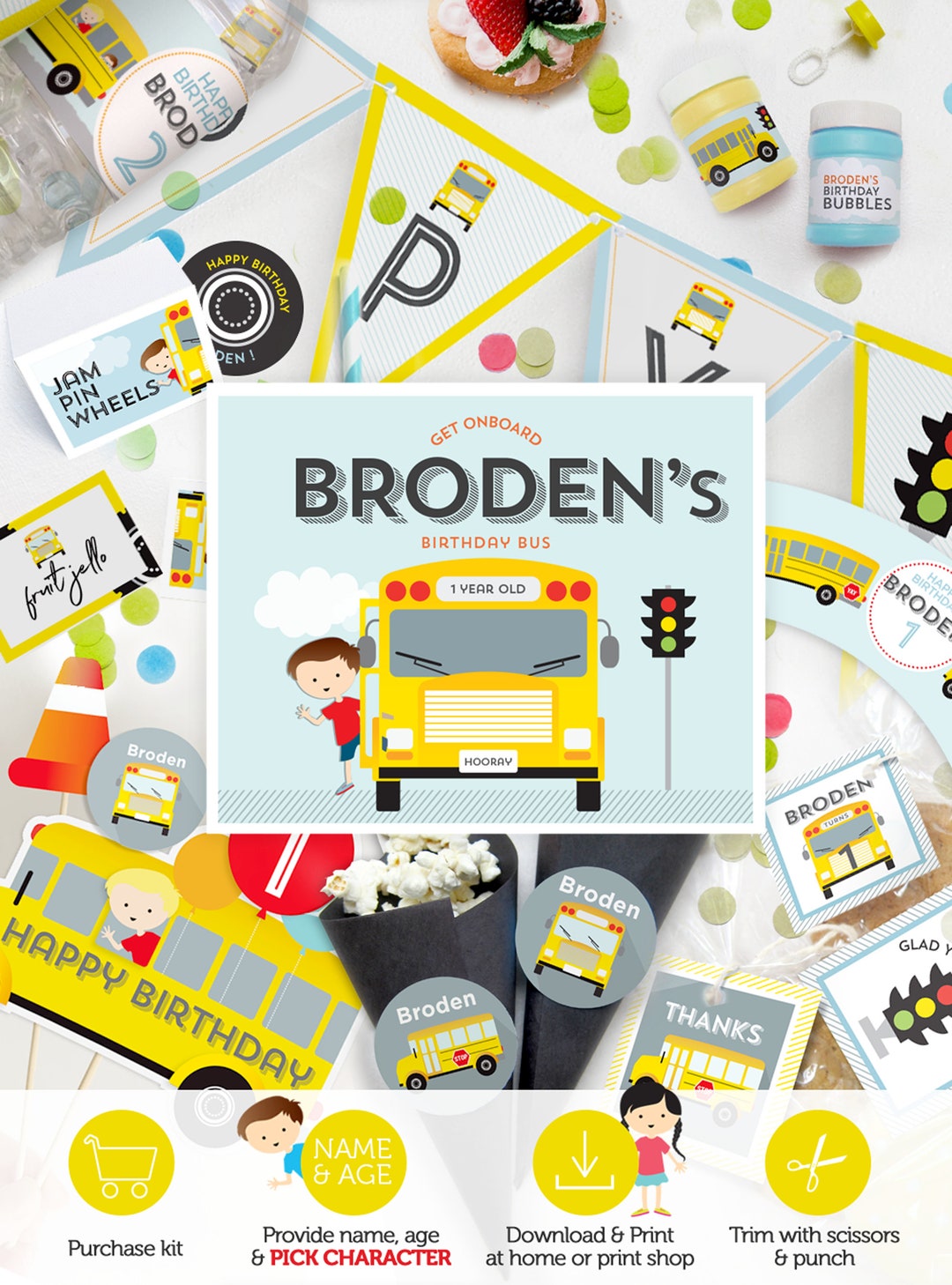 Kid's School Bus Birthday Party, Wheels on the Bus, Magic School Bus ...