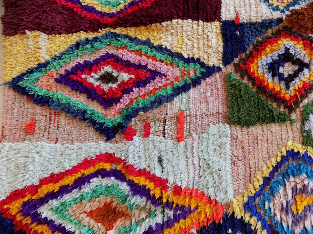 Moroccan boucherouite rug | Etsy