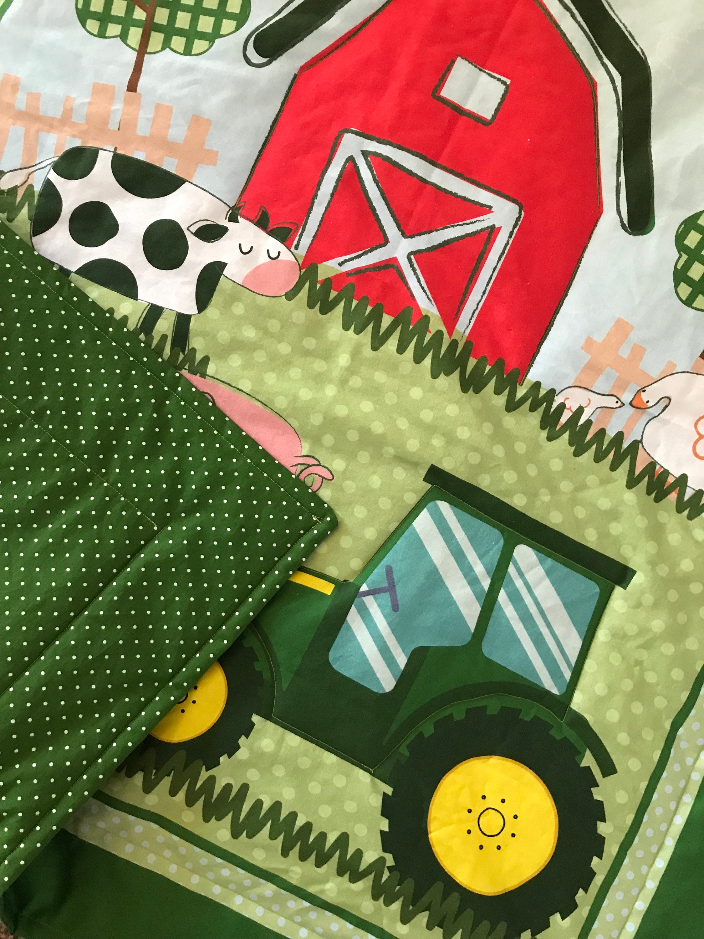 John Deere Tractor Baby Quilt- Gift for New Mom--unique Baby Gift-crib ...