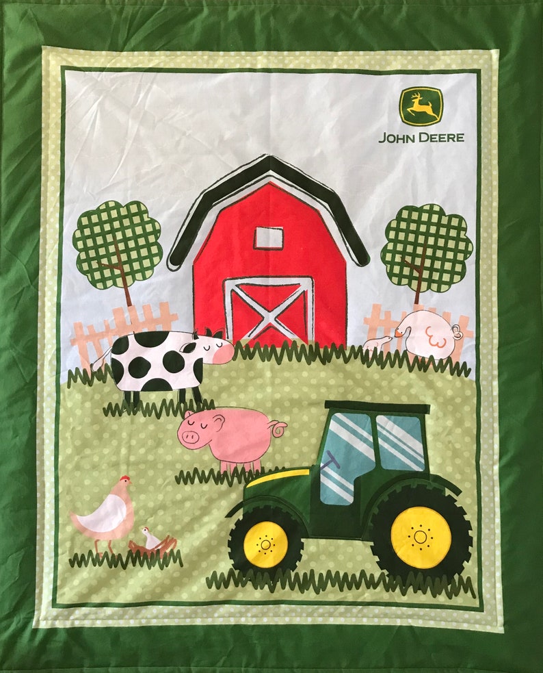 John Deere Tractor Baby Quilt- Gift for New Mom--unique Baby Gift-crib ...