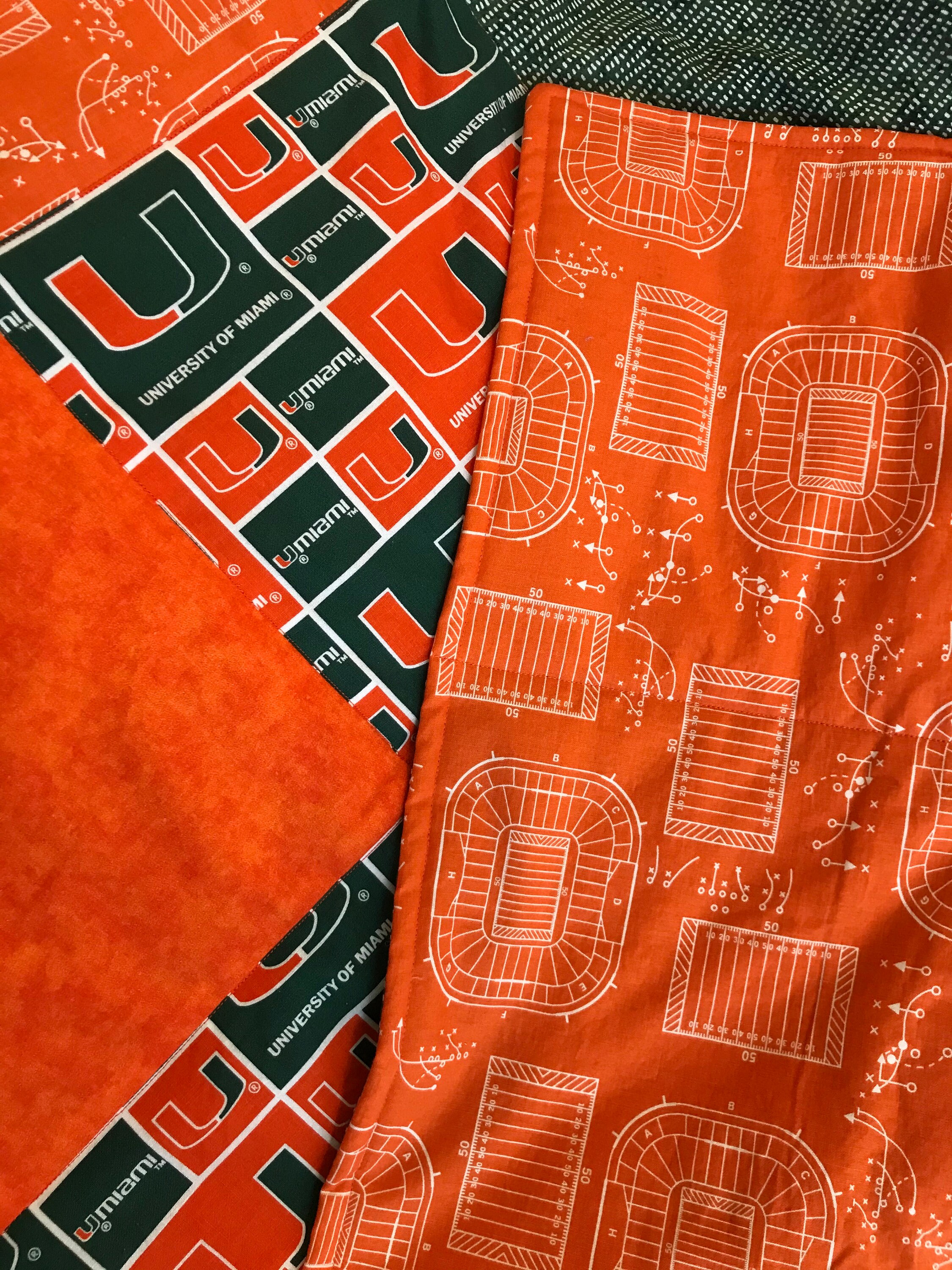 University of Miami Baby Quilt--unique Baby Gift-football Quilt, Baby ...