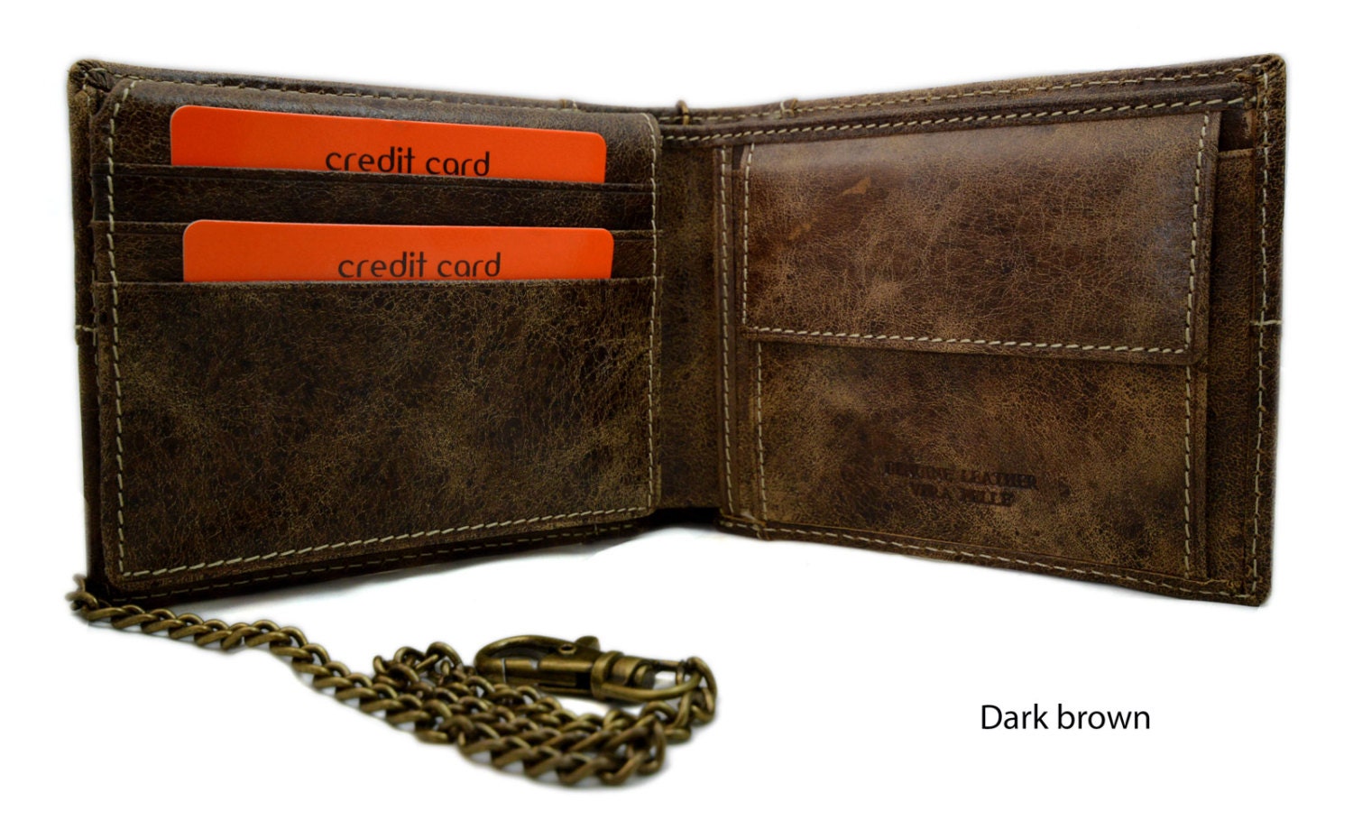 Leather Chain Wallet Dark Brown Mens Leather Wallet Mate Leather Wallet ...