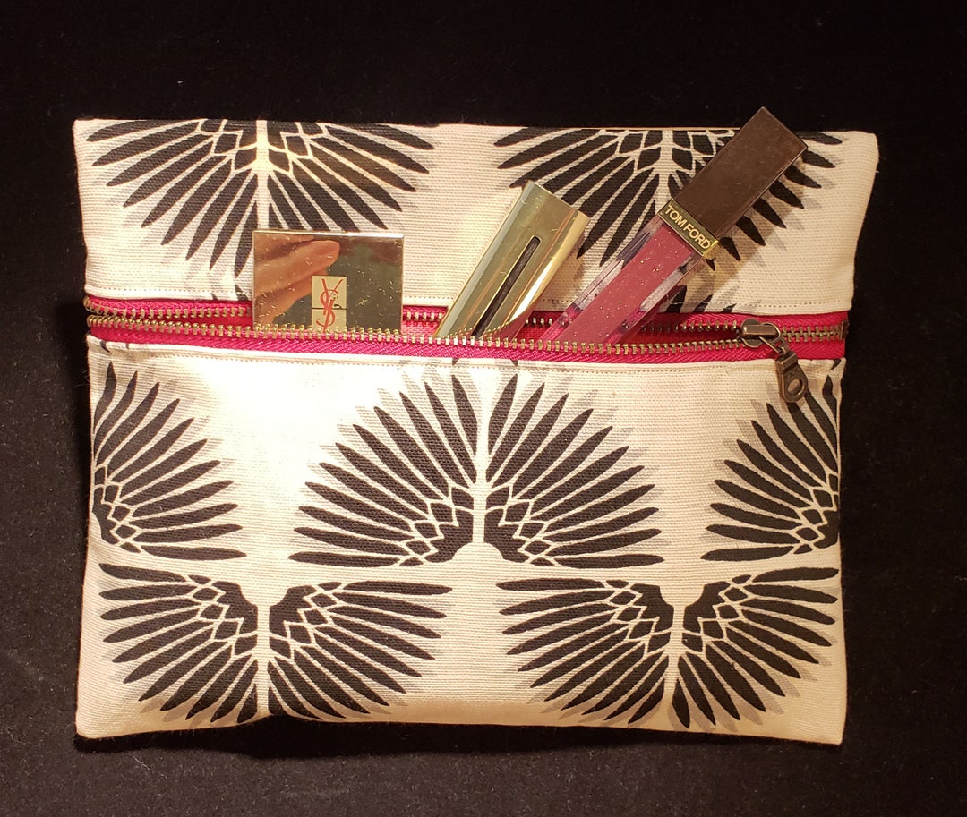Black & Cream Genevieve Gorder Fabric Lined and Zippered Bag for Makeup ...