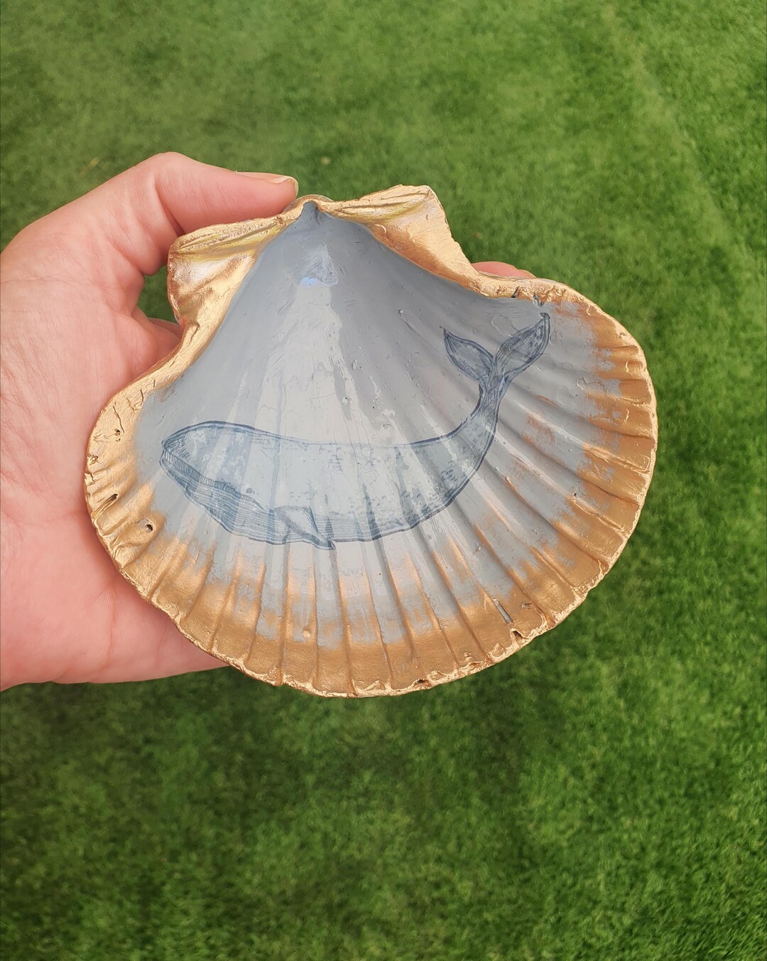 Decorated Shell. Golden Whale.beach Decoration. Jewelry Box.jewelry ...