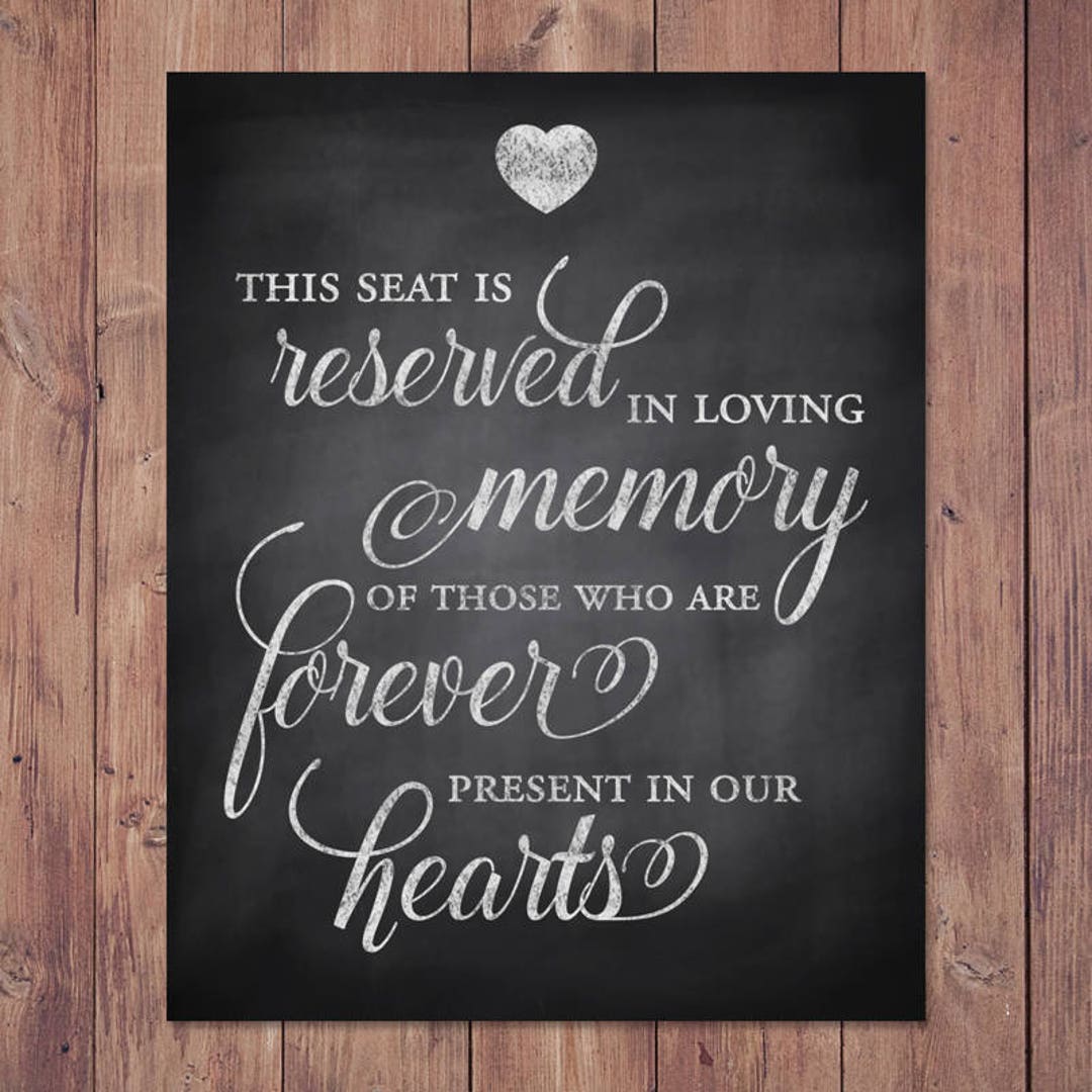 Wedding Memorial Sign - Rustic - This Seat is Reserved in Loving Memory ...