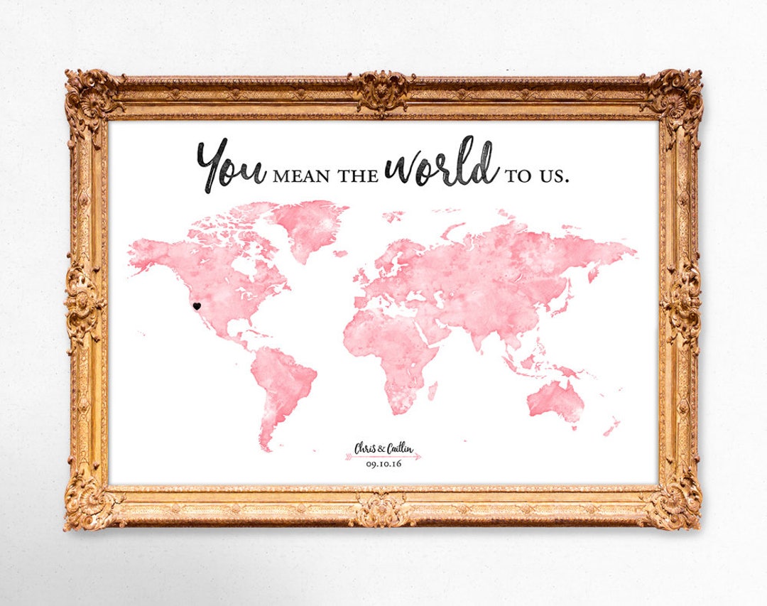 World Map Guest Book Watercolor Wedding Guest Book Travel Guest Book ...