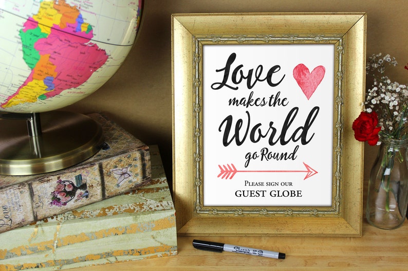 Love Makes the World Go Round Please Sign Our Guest Globe - Etsy