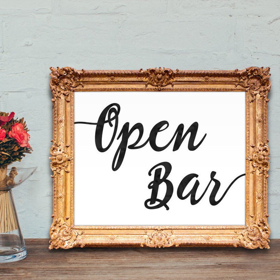 Open Bar Sign - Wedding Bar Sign - Open Bar Wedding Sign - PRINTABLE ...