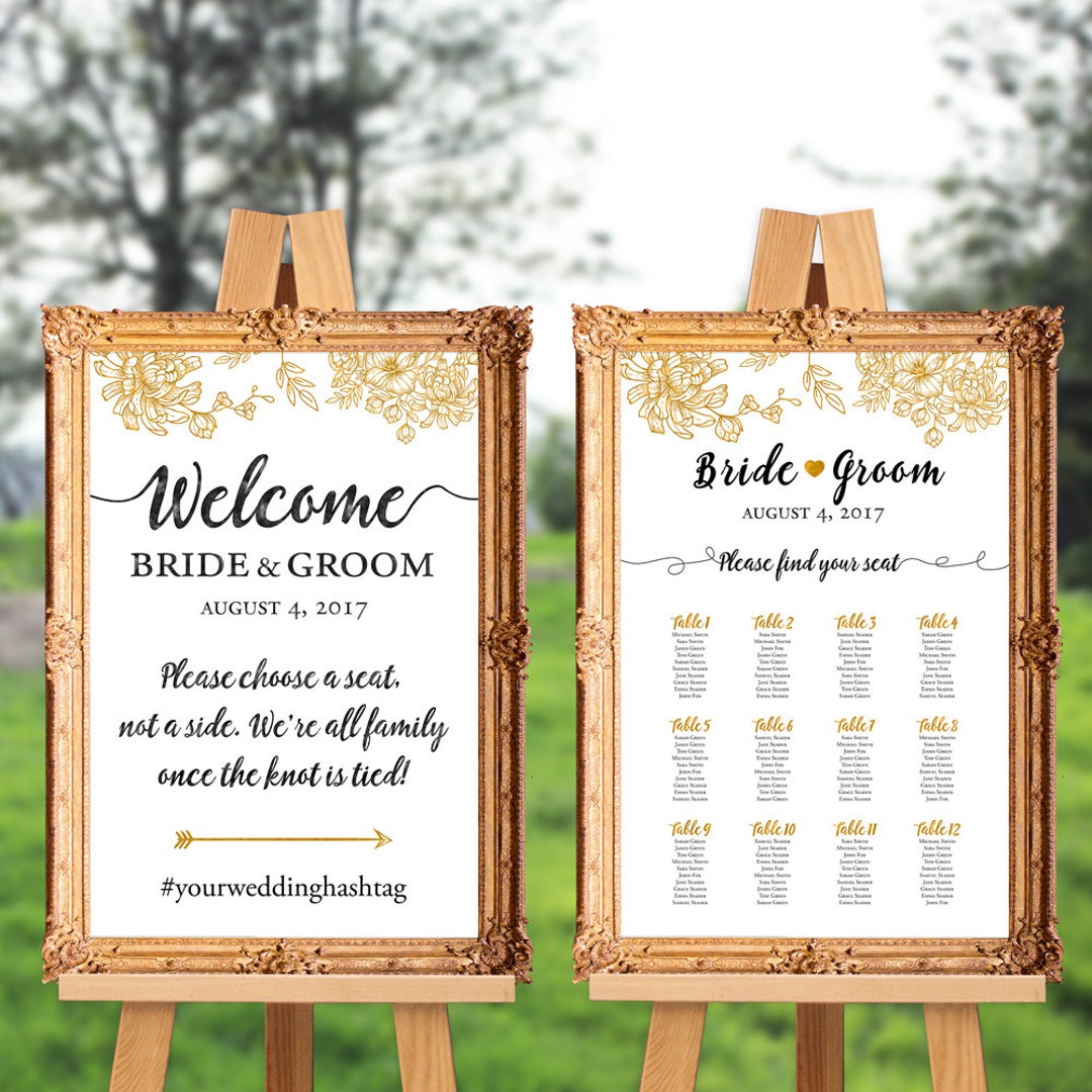 Wedding Welcome Sign and Seating Chart - Wedding Ceremony Sign - Choose ...