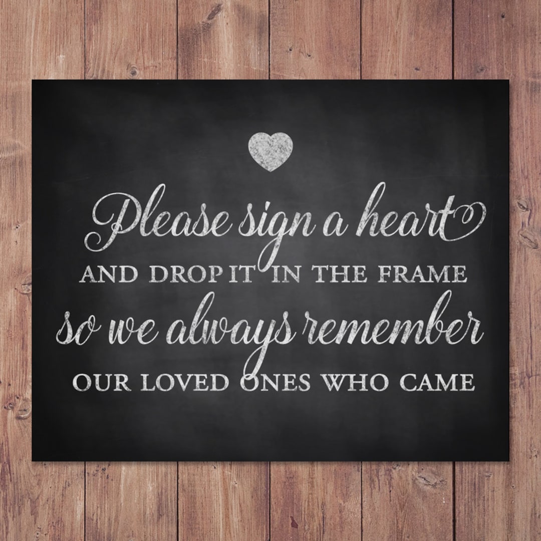 Rustic Wedding Guest Book Sign - Please Sign a Heart and Drop It in the ...