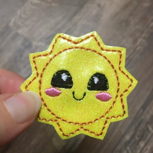 Sun Badge Reel, Cute Sparkly Glittery Sun Badge Reel, Sun Planner Clip ...