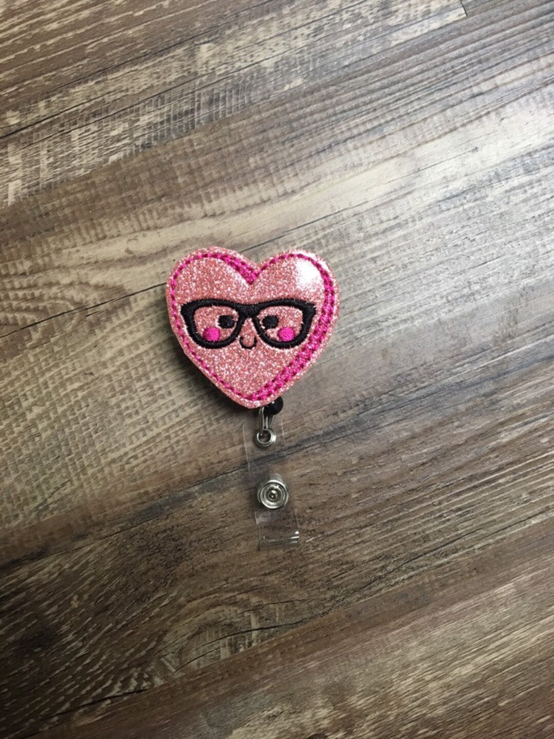 Valentine's nerdy heart retractable badge reel, Valentine's day badge ...