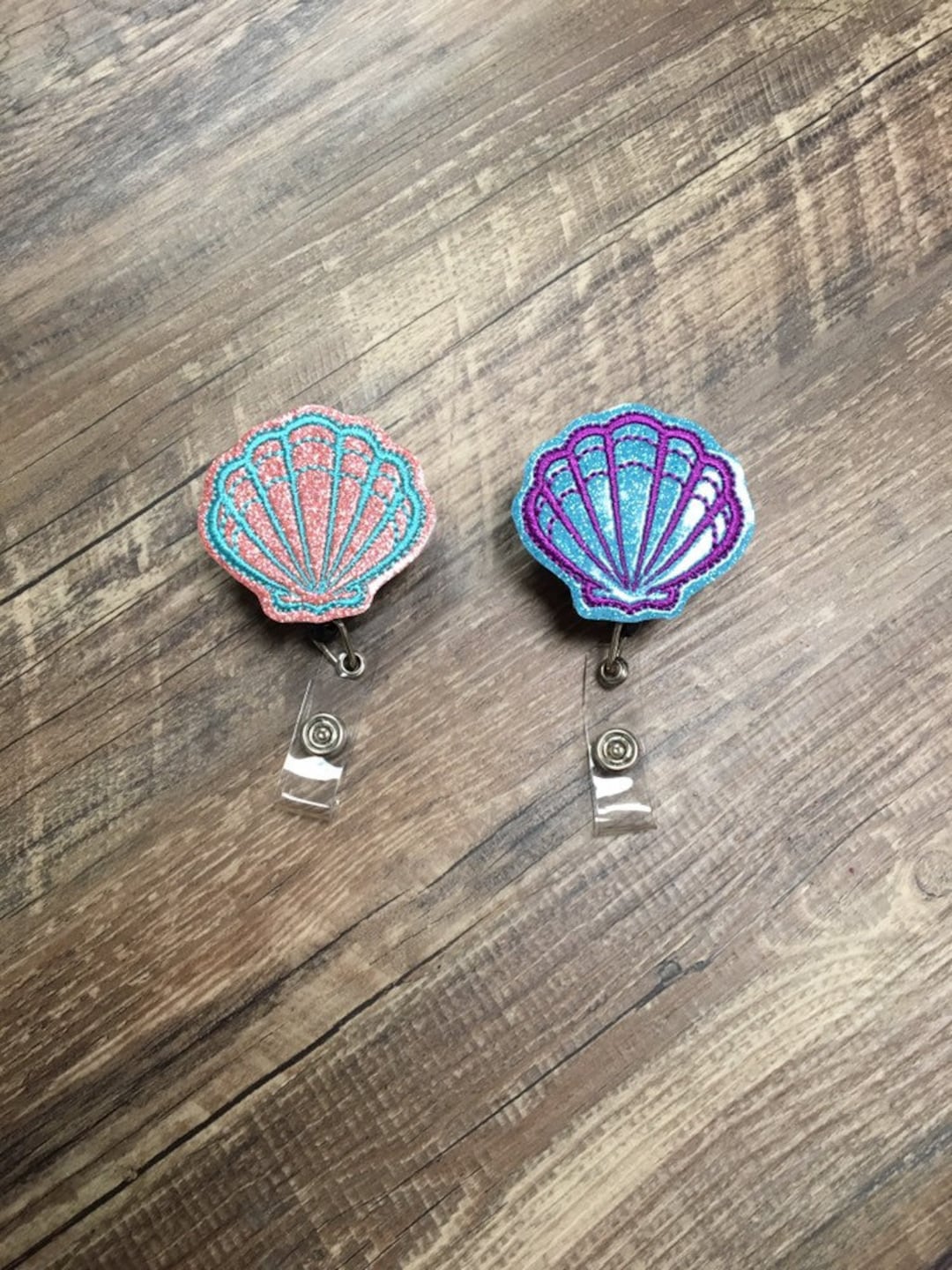 Seashell Badge Reel, Shell Badge Reel, Beach Badge Reel, Summer Badge ...