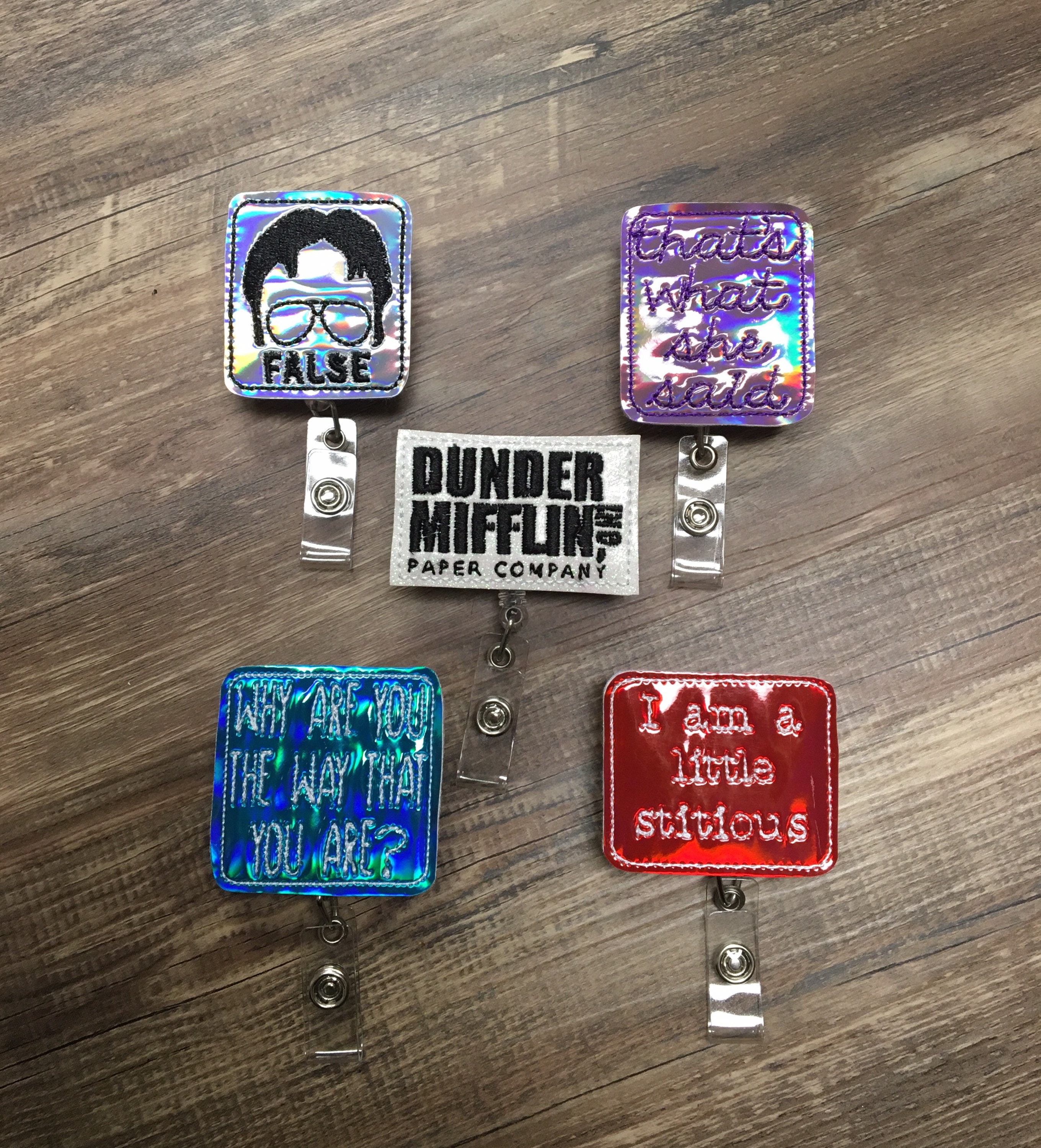 False Holographic Badge Reel, That's What She Said Badge Reel, Stitious ...