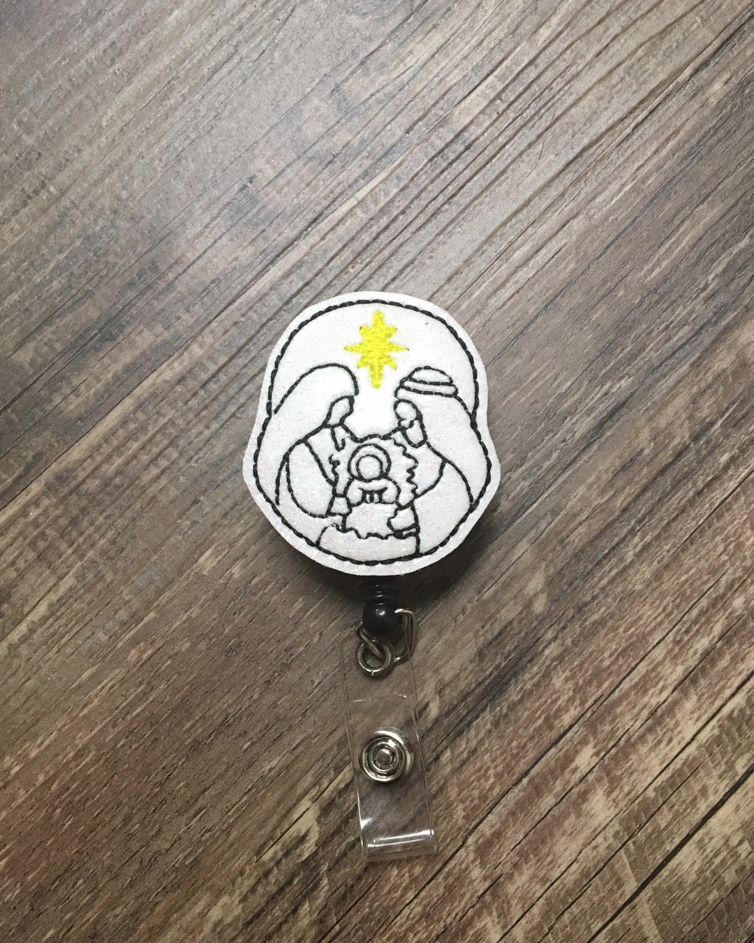 Christmas Badge Reel, Baby Jesus Nativity Manger Badge Reel, Nativity ...