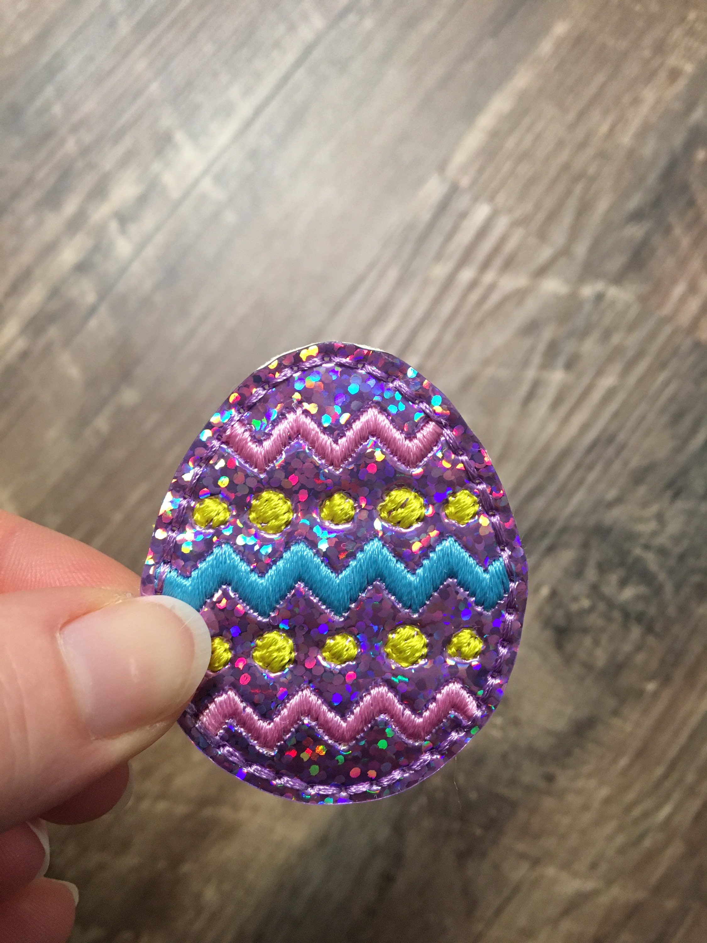 Glittery Sparky Chevron Easter Egg Badge Reel, Easter Badge Reel, Egg ...