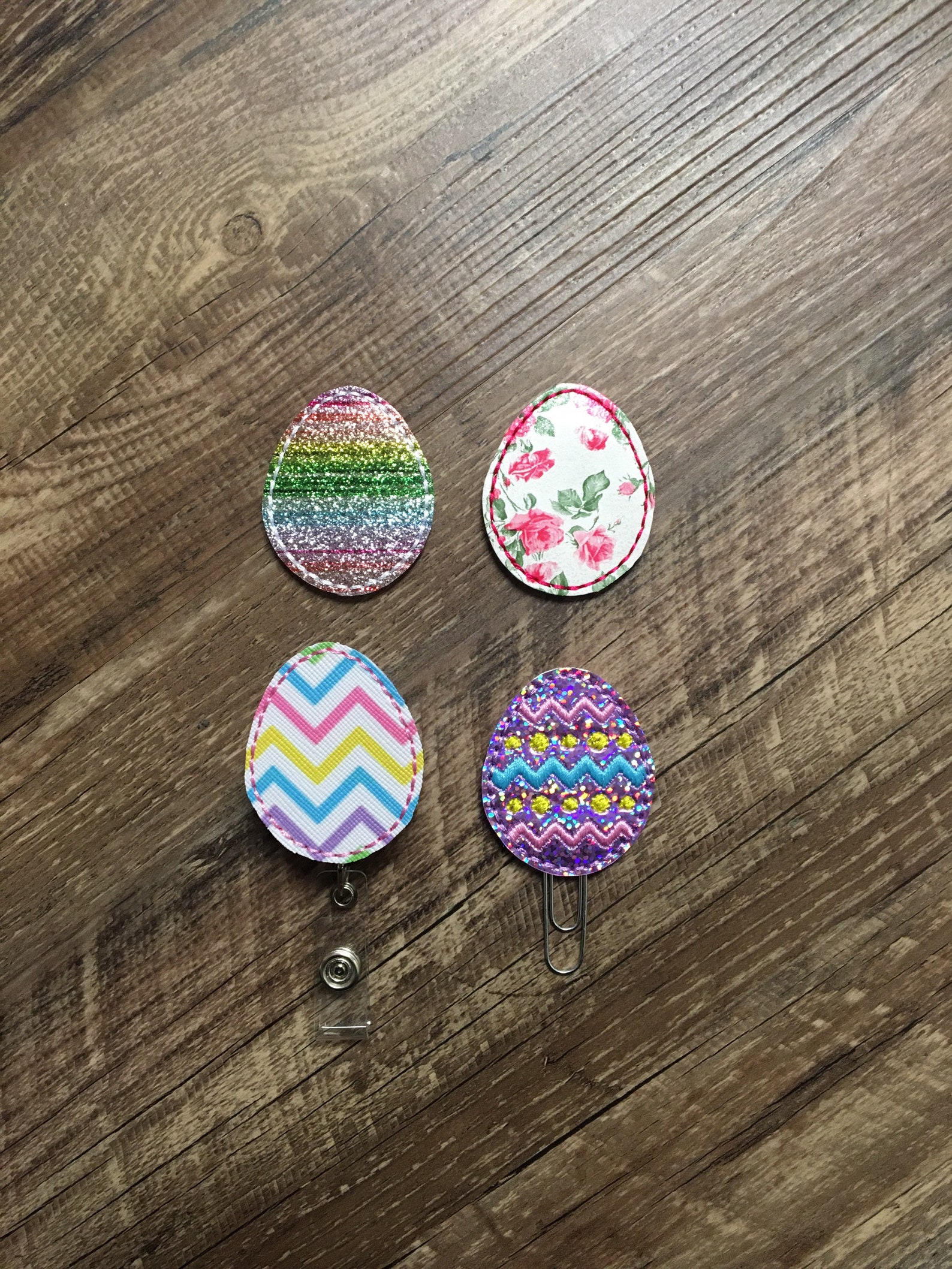 Glittery Sparky Chevron Easter Egg Badge Reel, Easter Badge Reel, Egg ...