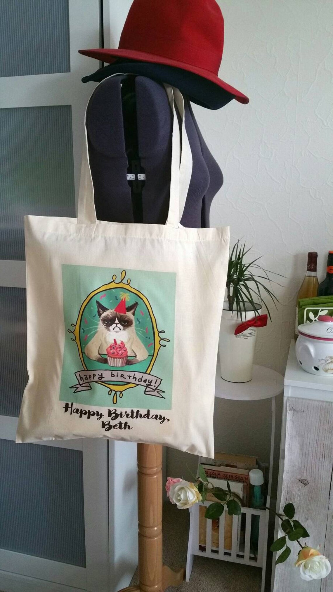 HAPPY BIRTHDAY BAG. Grumpy Cat Funny Tote Bag. Funny - Etsy UK