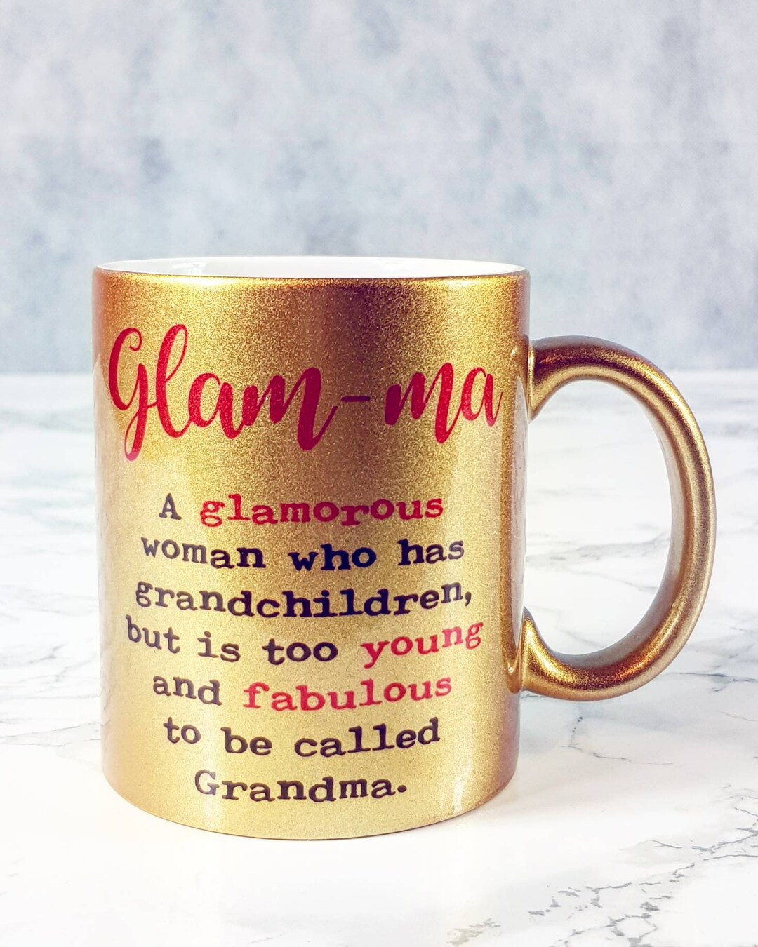 GLAM-MA MUG in Gold / Silver. Mother's Day, Luxury Coffee Mug for ...